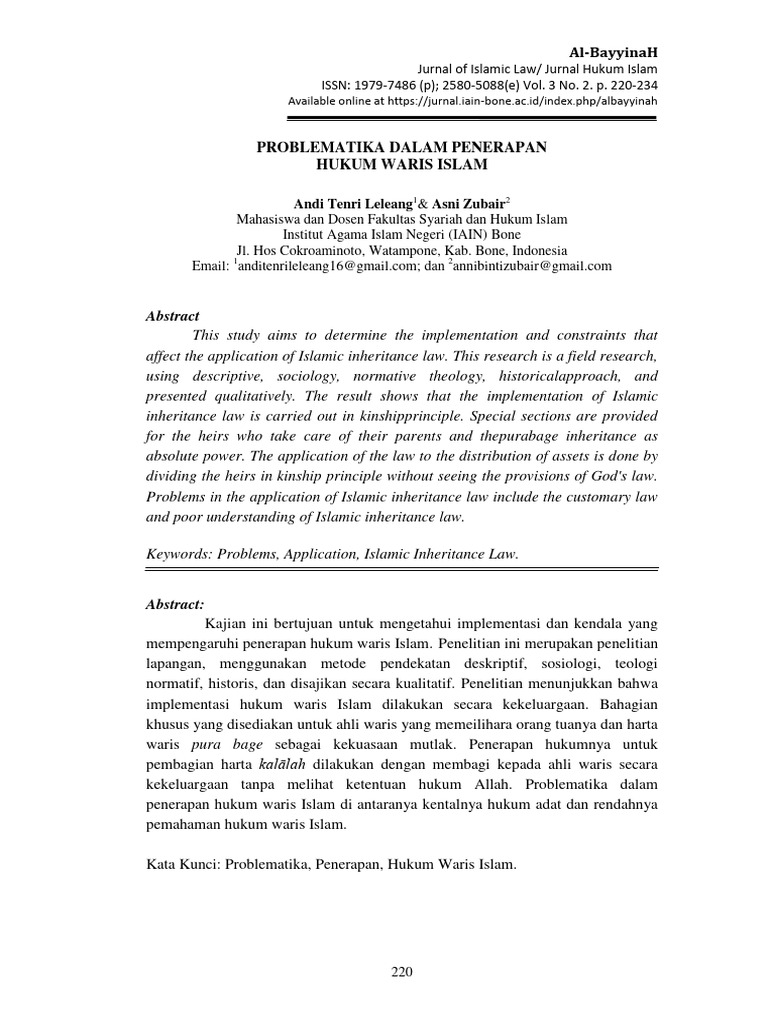 Problematika Dalam Penerapan Hukum Waris | PDF