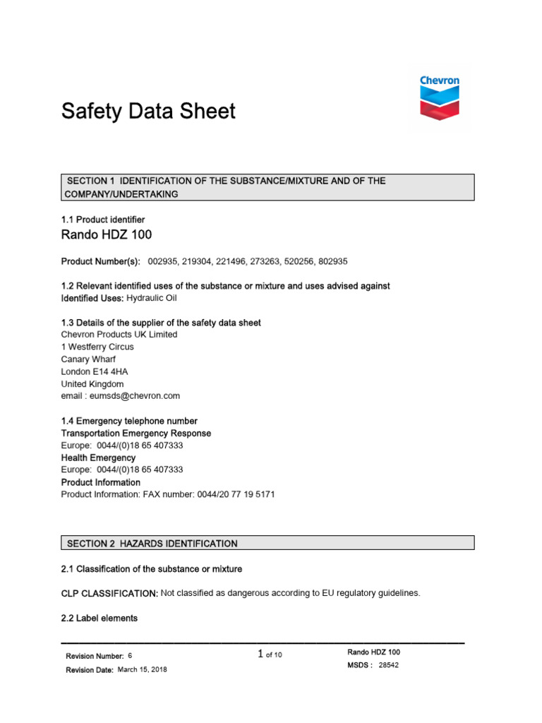 SDS - Rando HDZ 100 | PDF