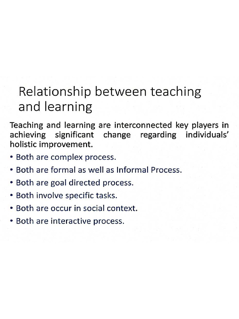 Relationship Between Teaching and Learning | PDF