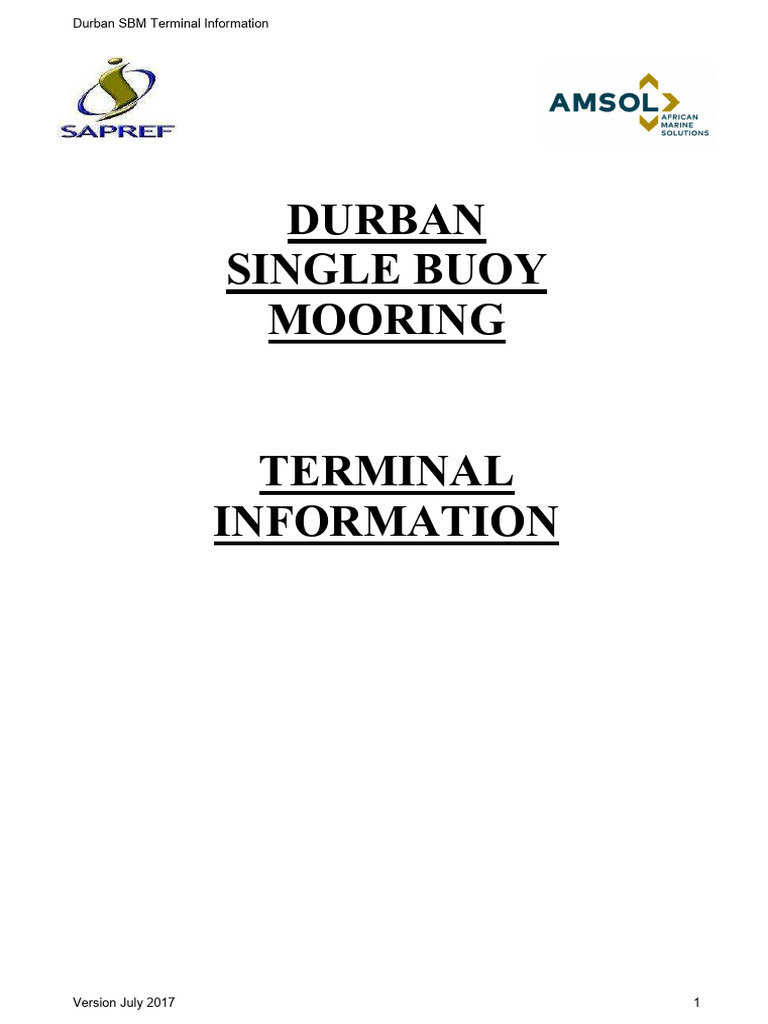 Durban SBM Terminal Operations Guide | PDF | Oil Tanker | Shipping