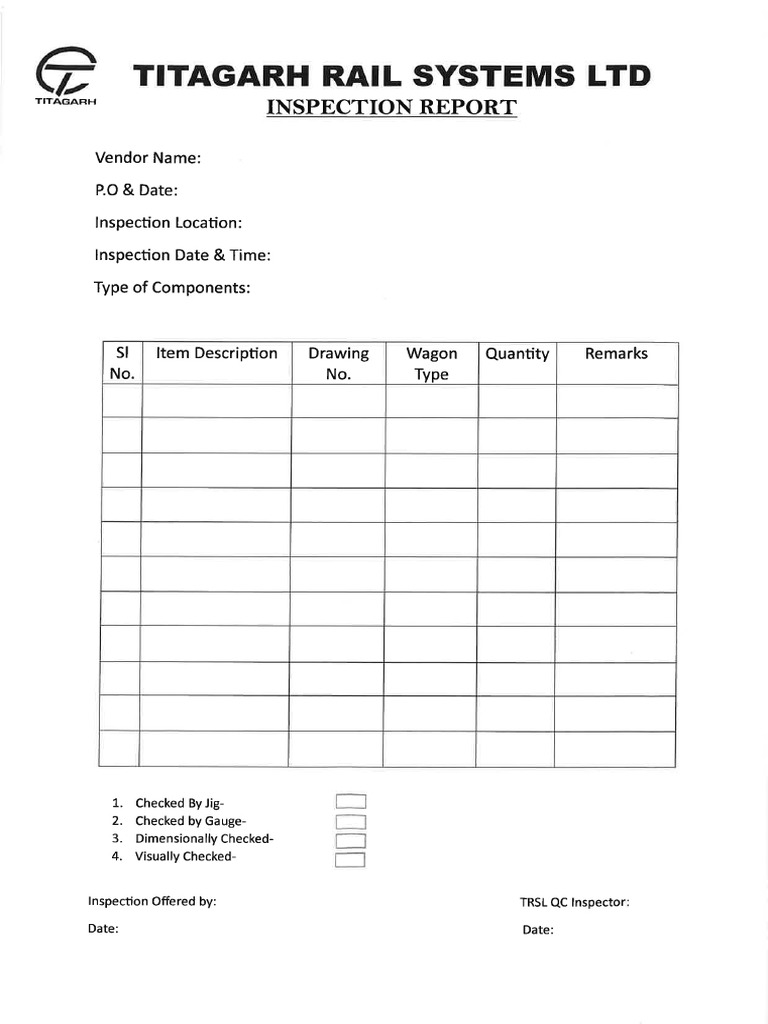 TWL Inspection Report Format New | PDF