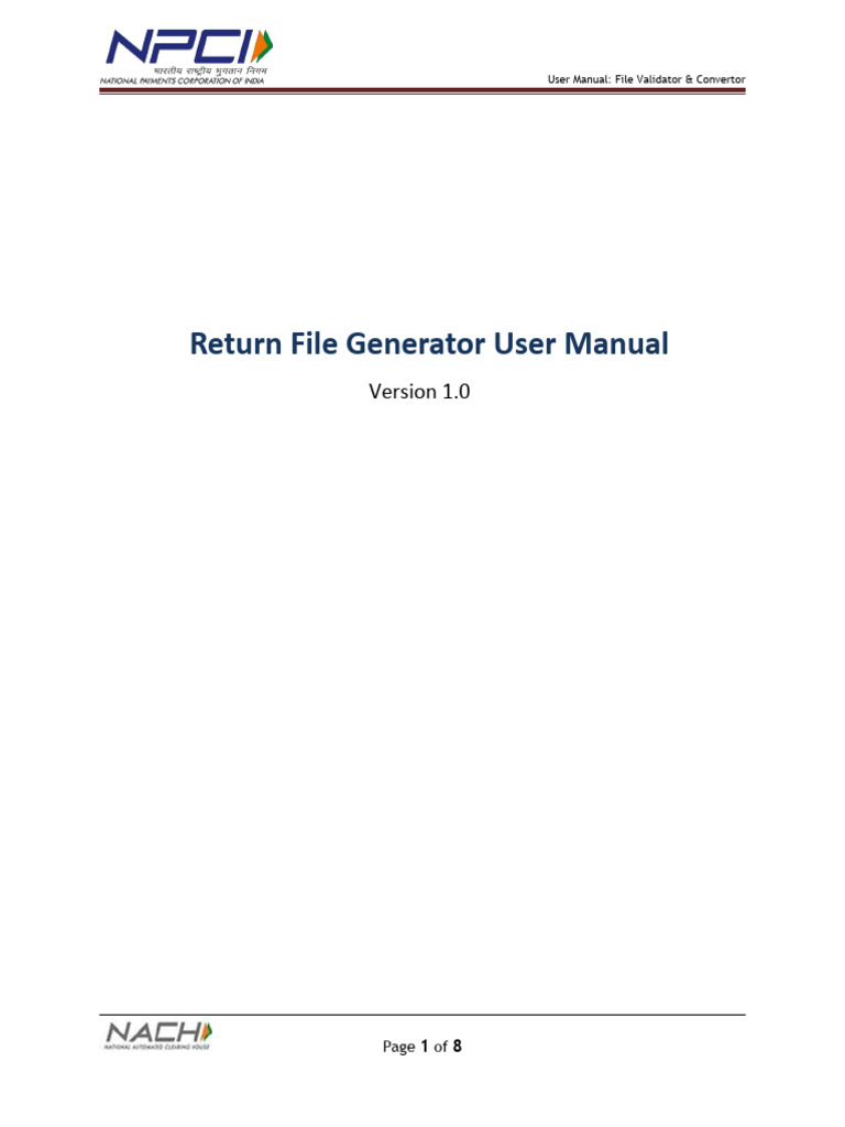 Return File Generator User Manual | PDF