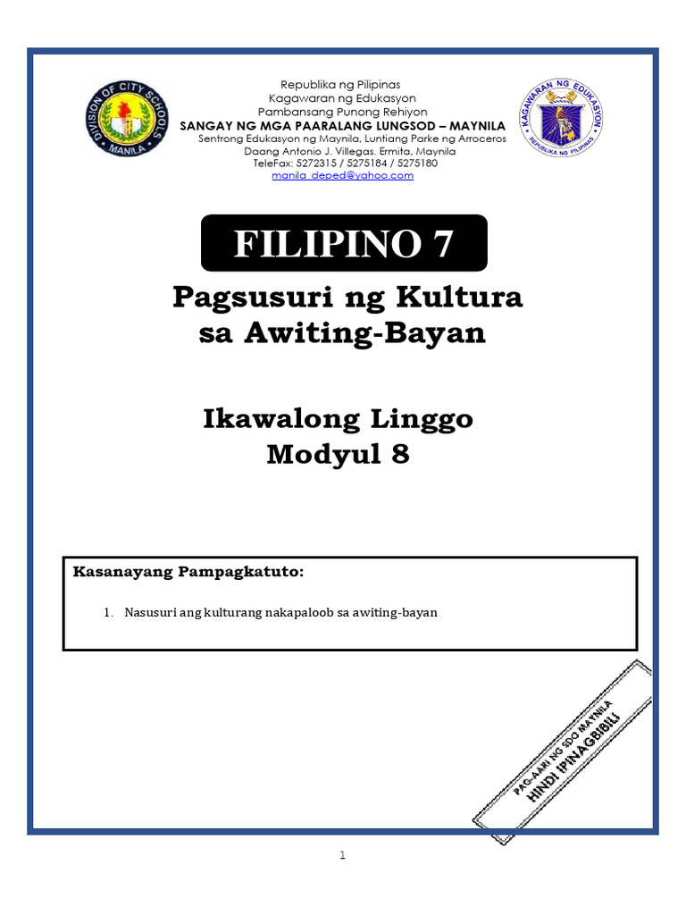 FILIPINO 7 - Q2 - Mod8 | PDF