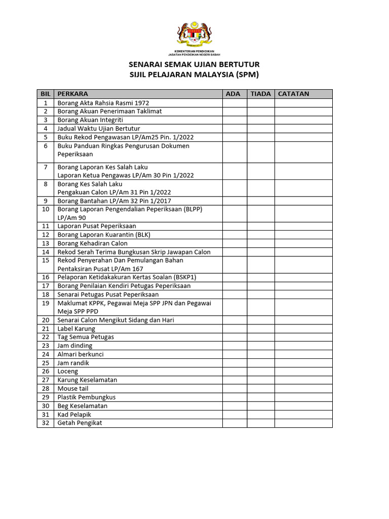 Borang Ujian Bertutur | PDF