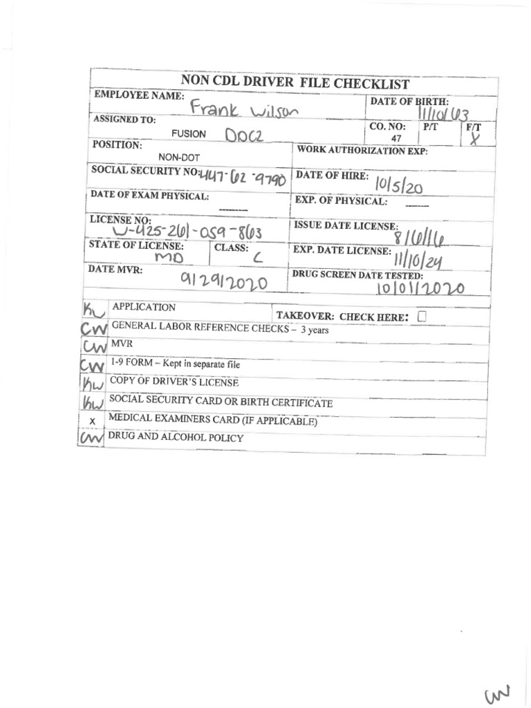 Frank Wilson's Employment Application Details | PDF | Credit History ...