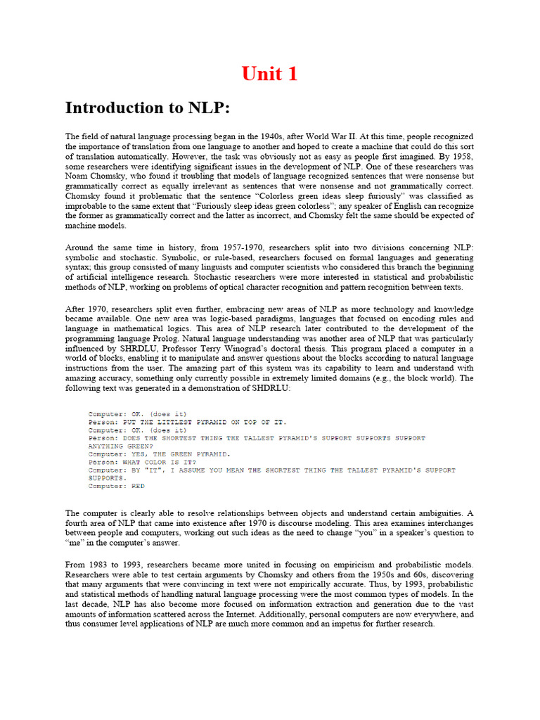 NLP Unit 1 | PDF