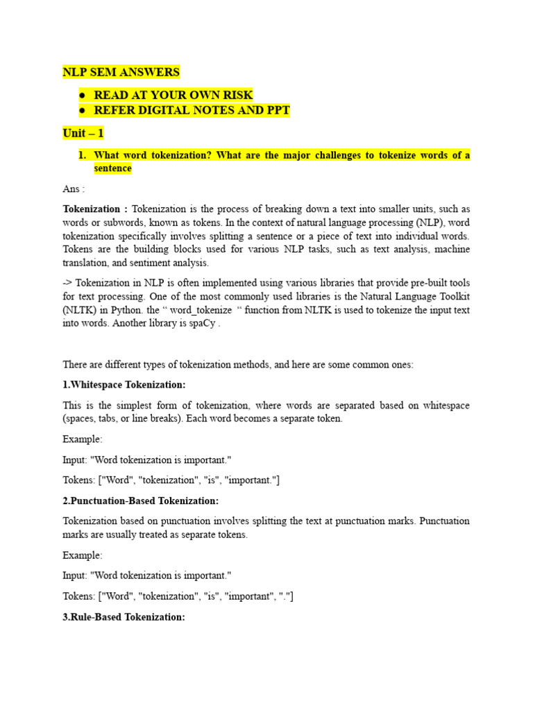 NLP Sem Answers (All) | PDF