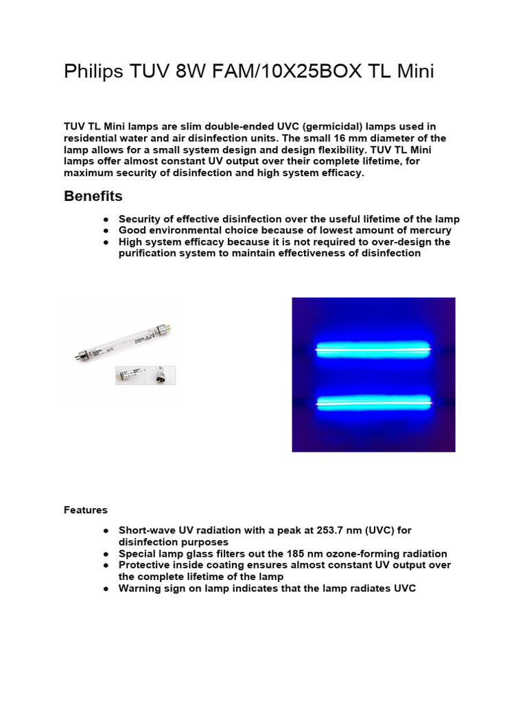 Philips UV Tube | PDF | Ultraviolet | Electromagnetic Radiation