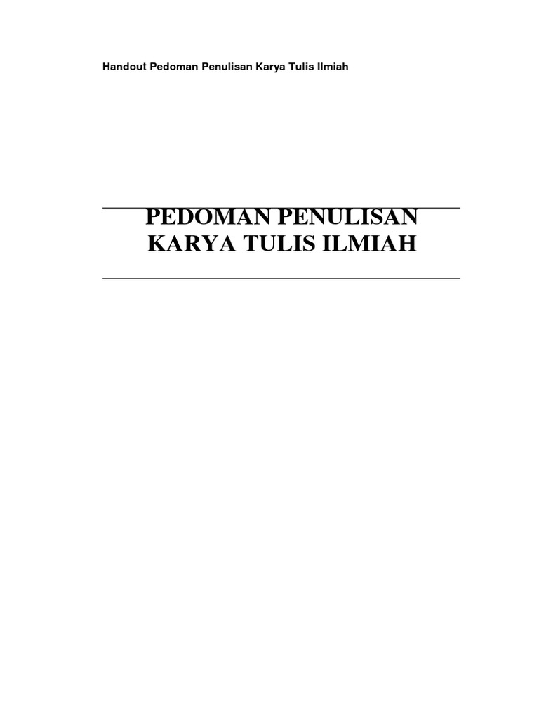 Handout Karya Tulis Ilmiah | PDF