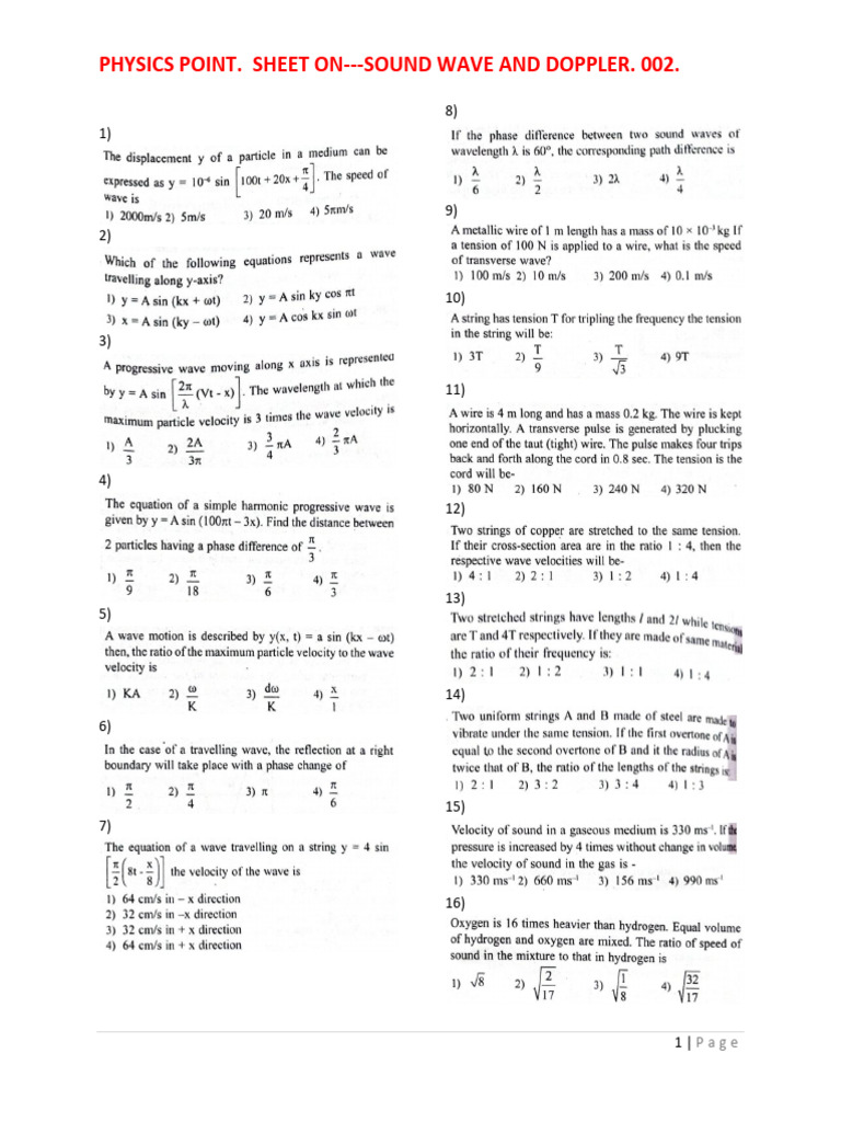 Sheet On - Sound Wave and Doppler. 002. | PDF