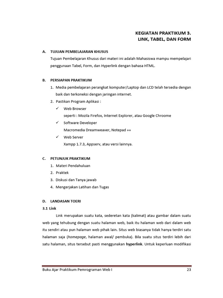 Chapter 3 - Link, Tabel, Form | PDF