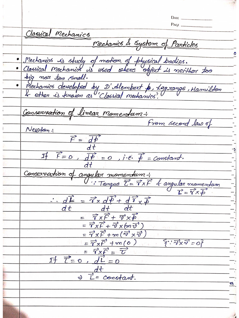 Classical Mechanics Notes Xyz | PDF