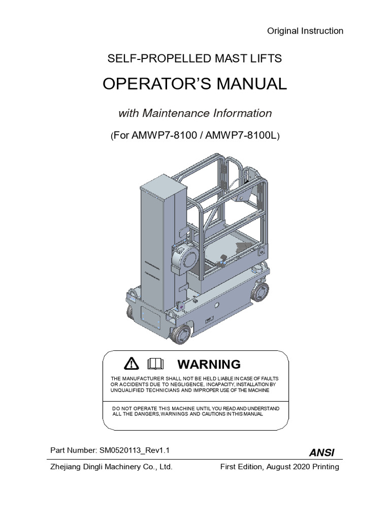 AMWP7-8100-P7-8100L-ANSI-Operators Manual | PDF | Safety | Manufactured ...