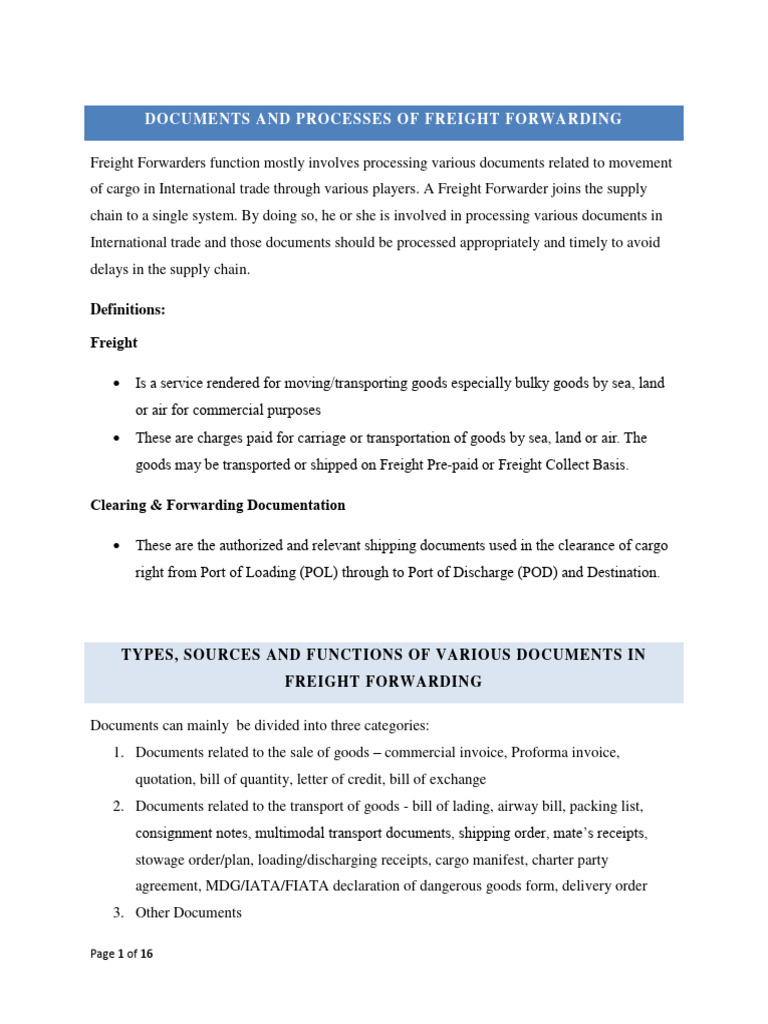 NOTES - Documents and Processes of Freight Forwarding-3 | PDF