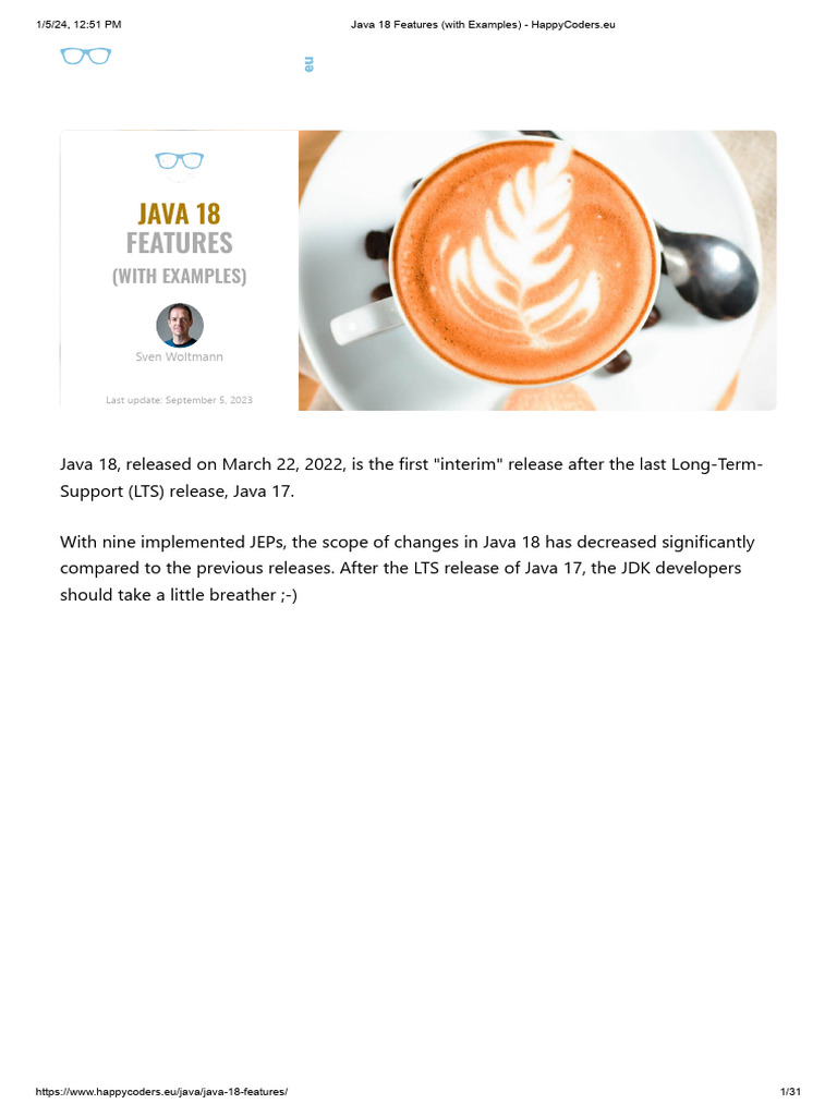 Java 18 Features (With Examples) - HappyCoders - Eu | PDF