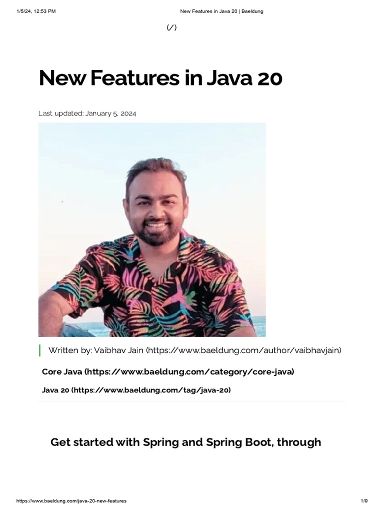 New Features in Java 20 - Baeldung | PDF New Features in Java 20 - Baeldung | PDF