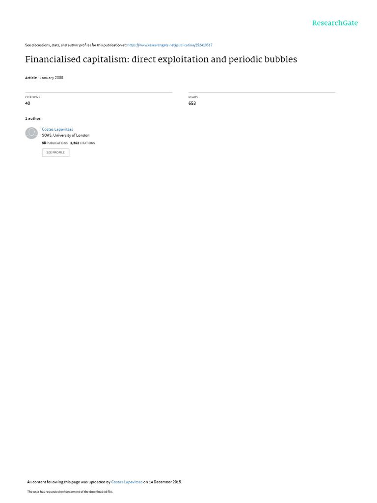 Financialised Capitalism Direct Exploitation and P | PDF