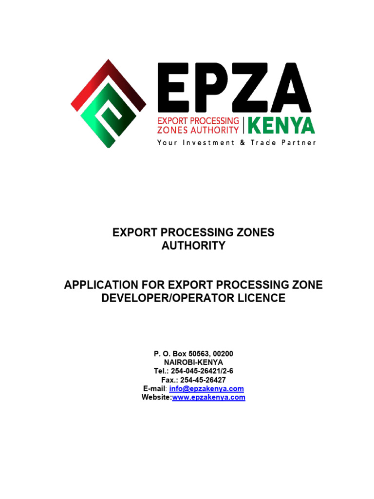 Application Form For EPZ Developer Operator Licence 1 | PDF | License ...