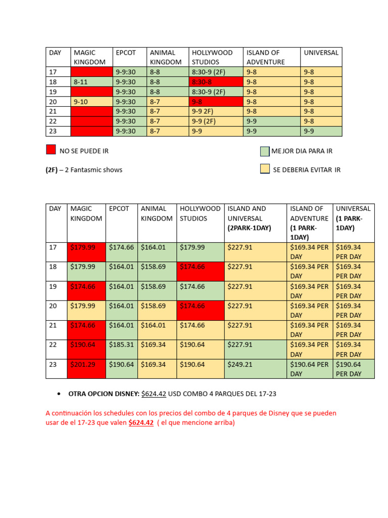 Disney Schedule | PDF