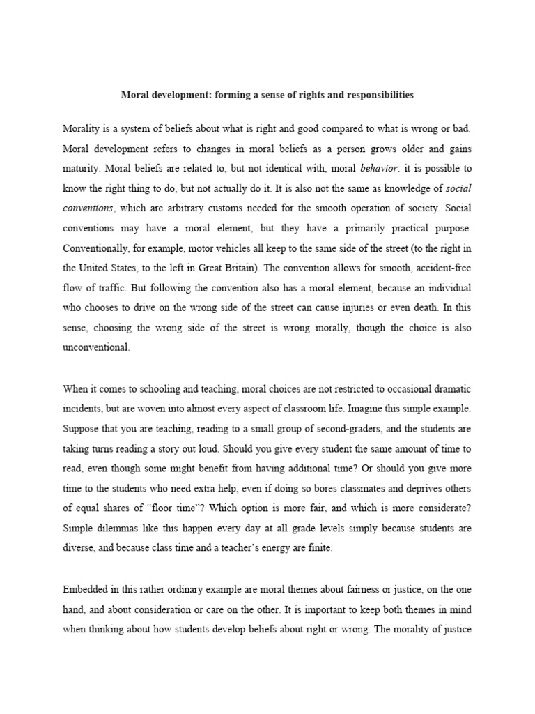 Gilligan's Moral Development Stages | PDF