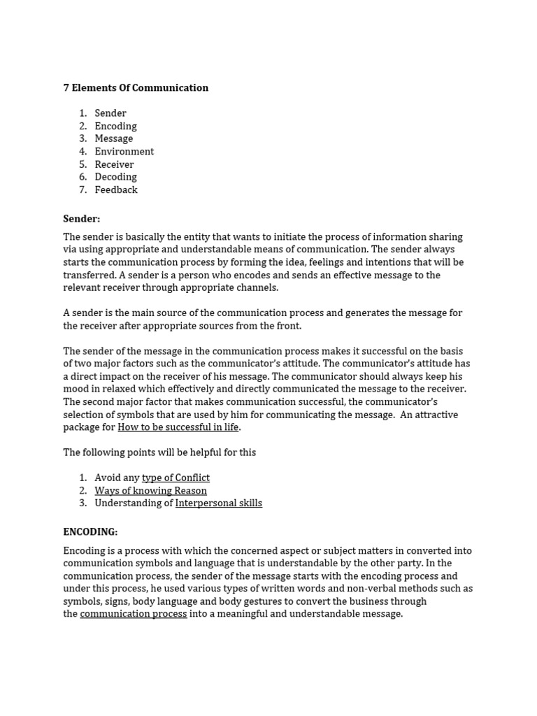 7 Elements of Communication 1 | PDF | Communication | Nonverbal Communication
