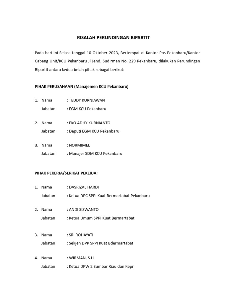 Risalah Perundingan Bipartit | PDF