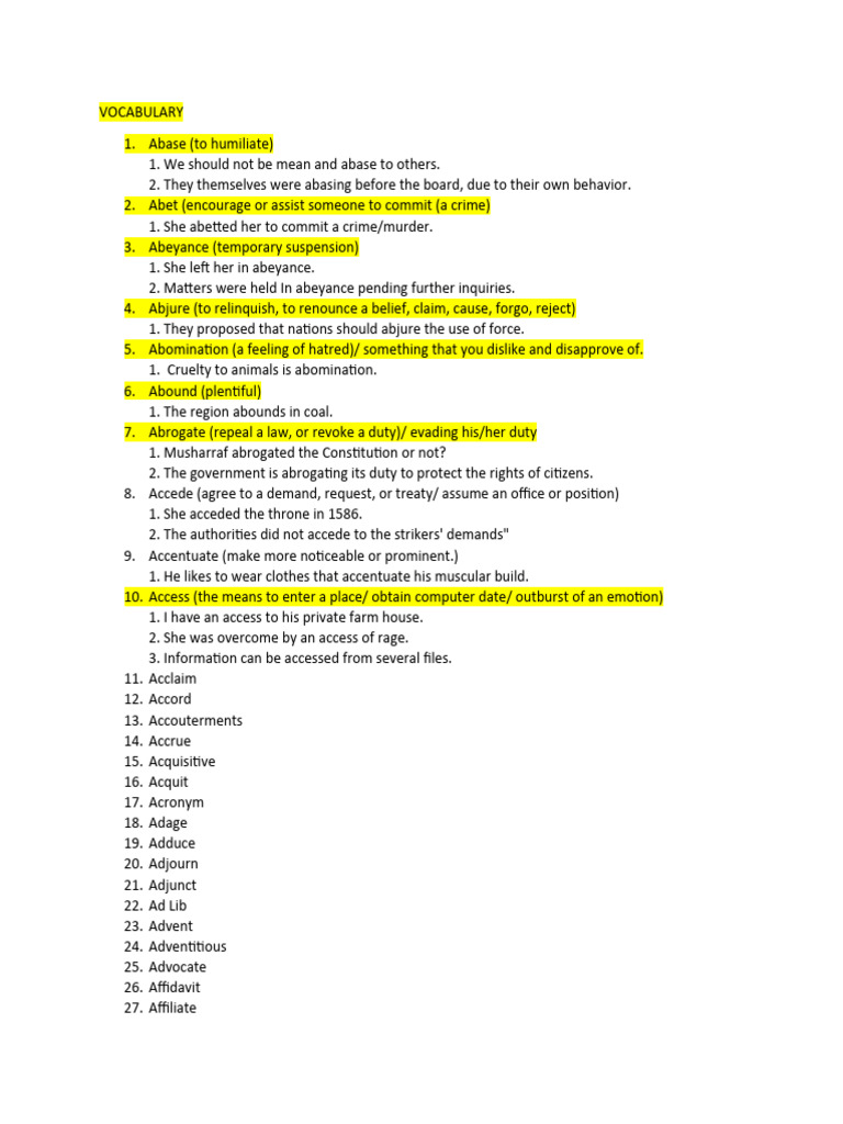 Essential Vocabulary Words List | PDF | Art