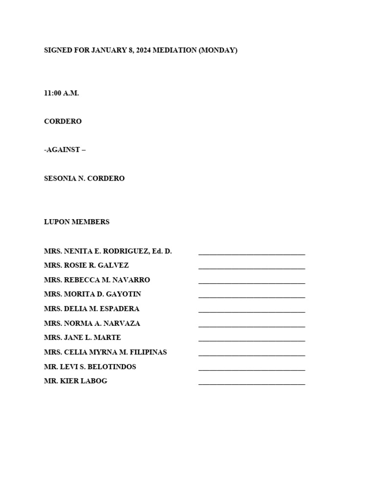 Lupon Attendance Sheet | PDF