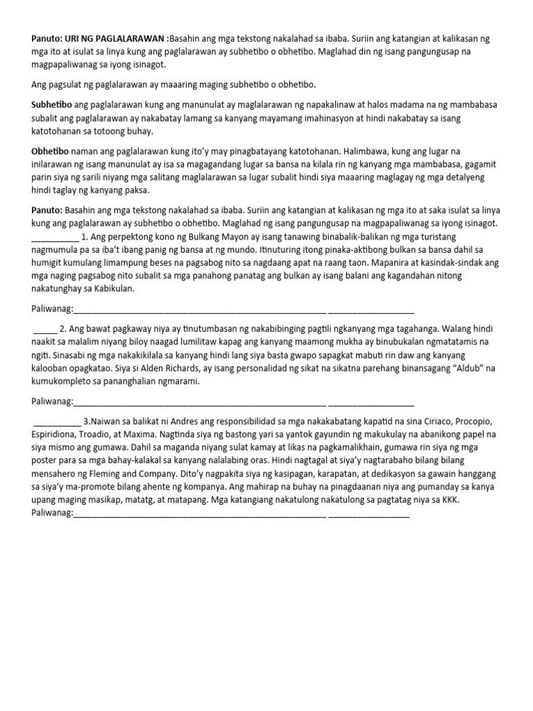 Activity Obhetibo, Sobhetibo | PDF