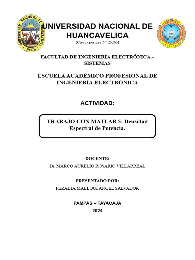 TRABAJO CON MATLAB 5 Densidad Espectral de Potencia | PDF