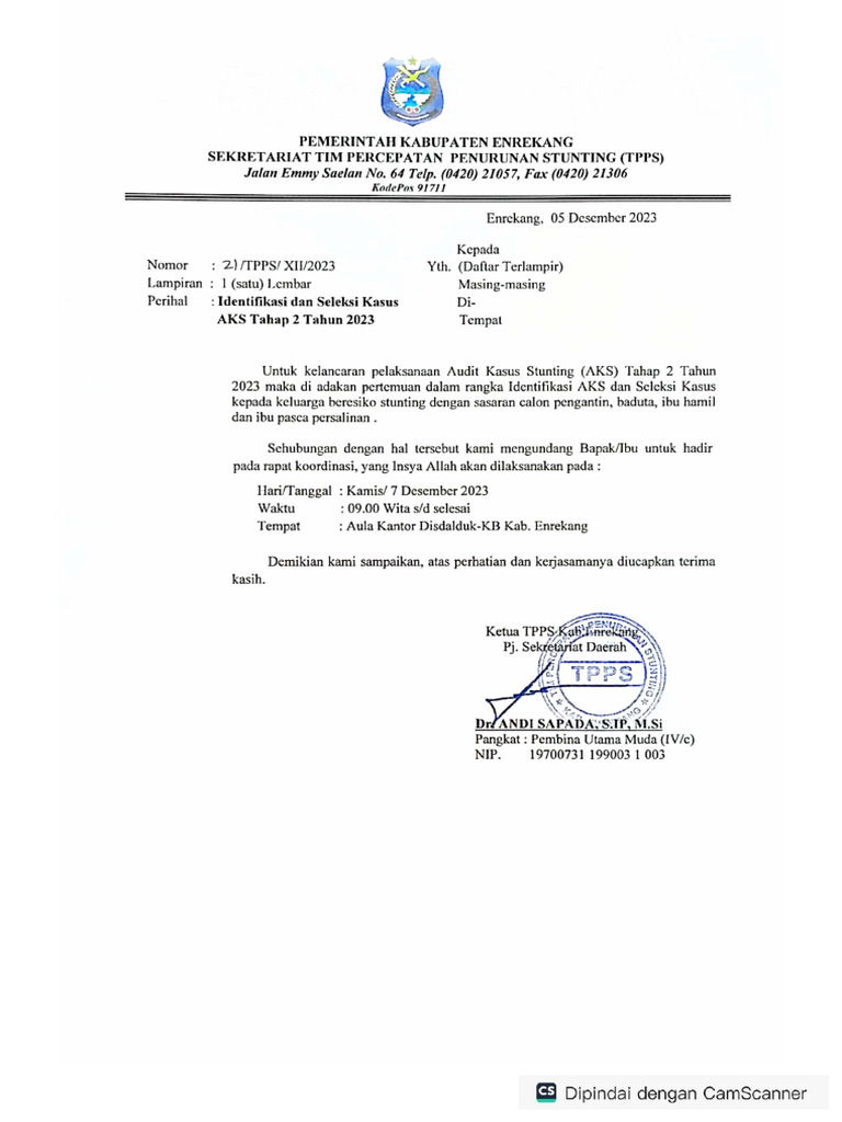 Undangan - Identifikasi AKS Tahun 2023 | PDF