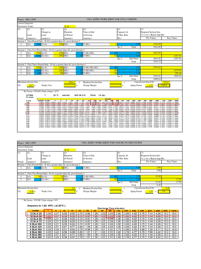 Attachment - 3 - Cell Sizing Sheet For Battery Capacity (Unit - Common ... Attachment - 3 - Cell Sizing Sheet For Battery Capacity (Unit - Common ...