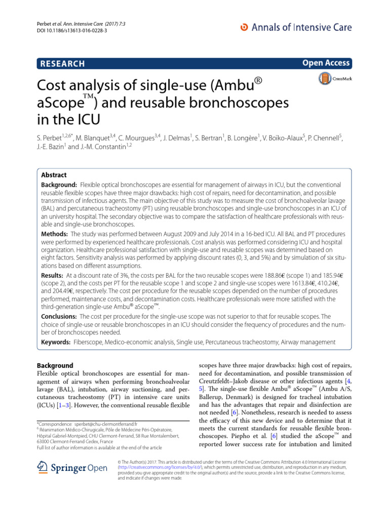 Cost Analysis of Single-Use (Ambu Ascope) and Reusable Bronchoscopes in ...