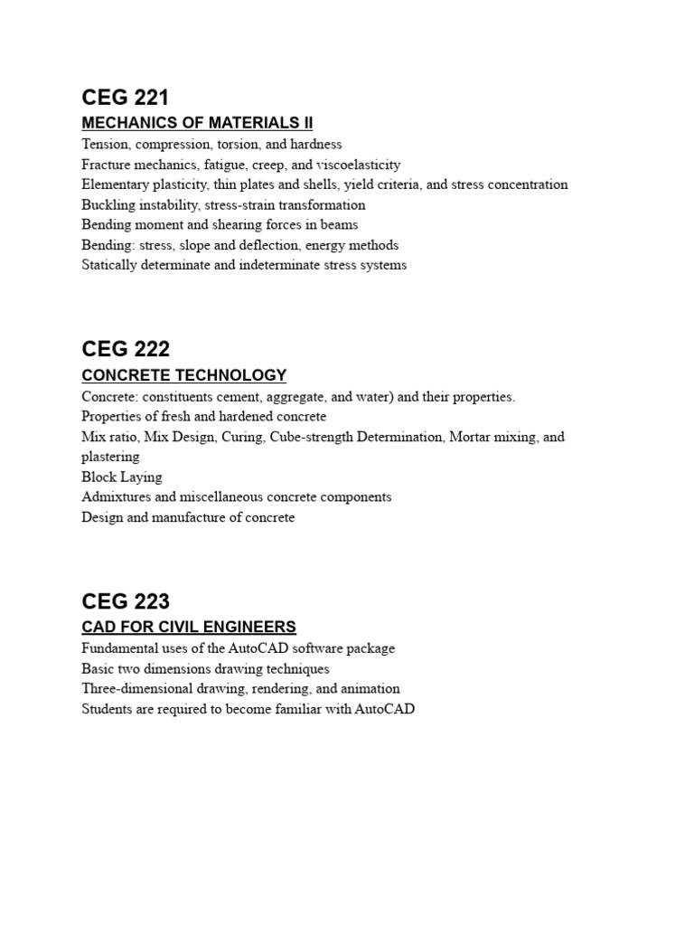 Civil Engineering Course Overview | PDF