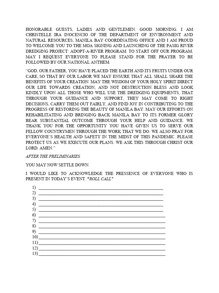 Emcee Script | PDF | Politics