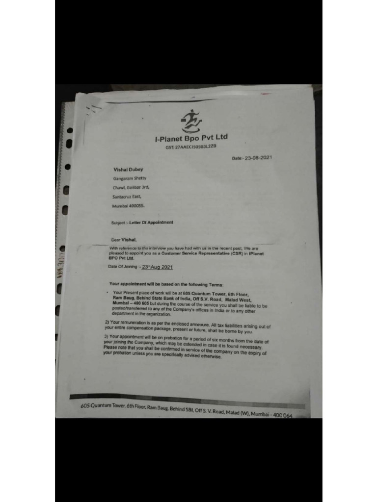 Offer Letter 1 IP TP - Compressed | PDF