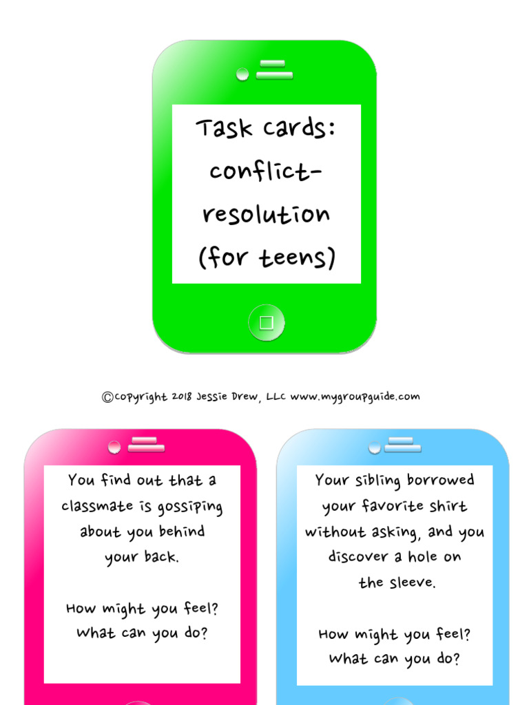 Task-Cards-Conflict-Resolution-Teens | PDF