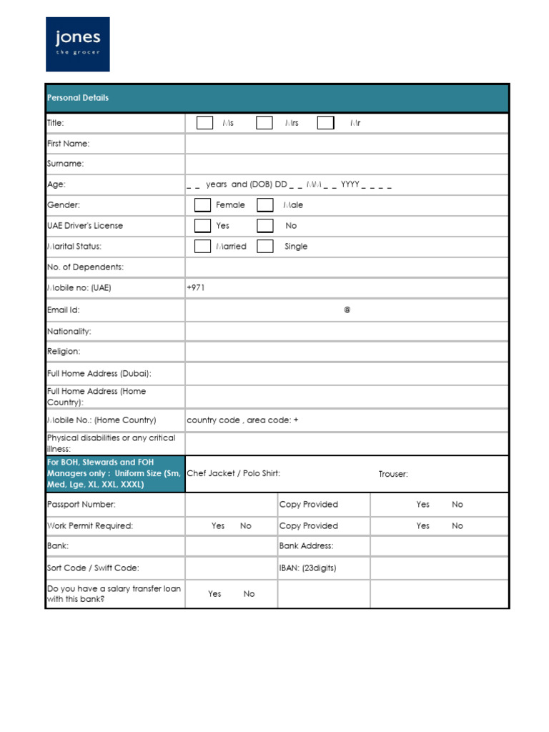 Applicant Personal Details Form | PDF | Career & Growth | Finance ...