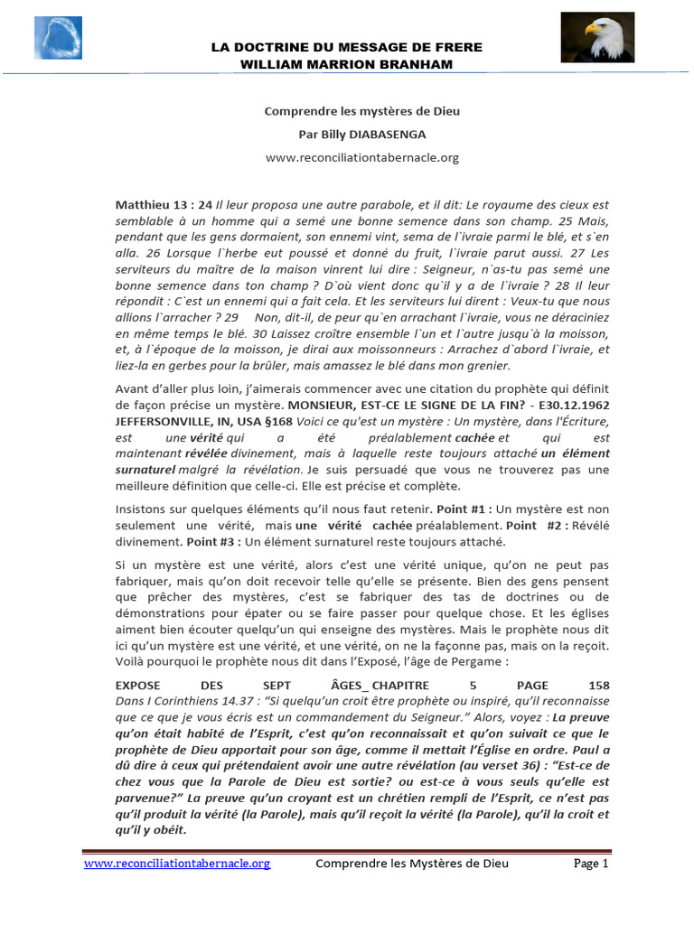 Comprendre les Mystères de Dieu V1.0 | PDF