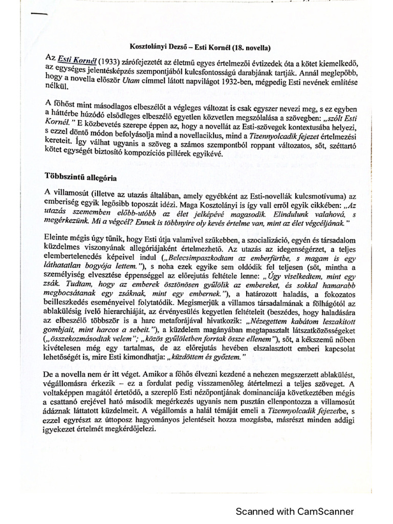 Kosztolányi Dezső Esti Kornél | PDF