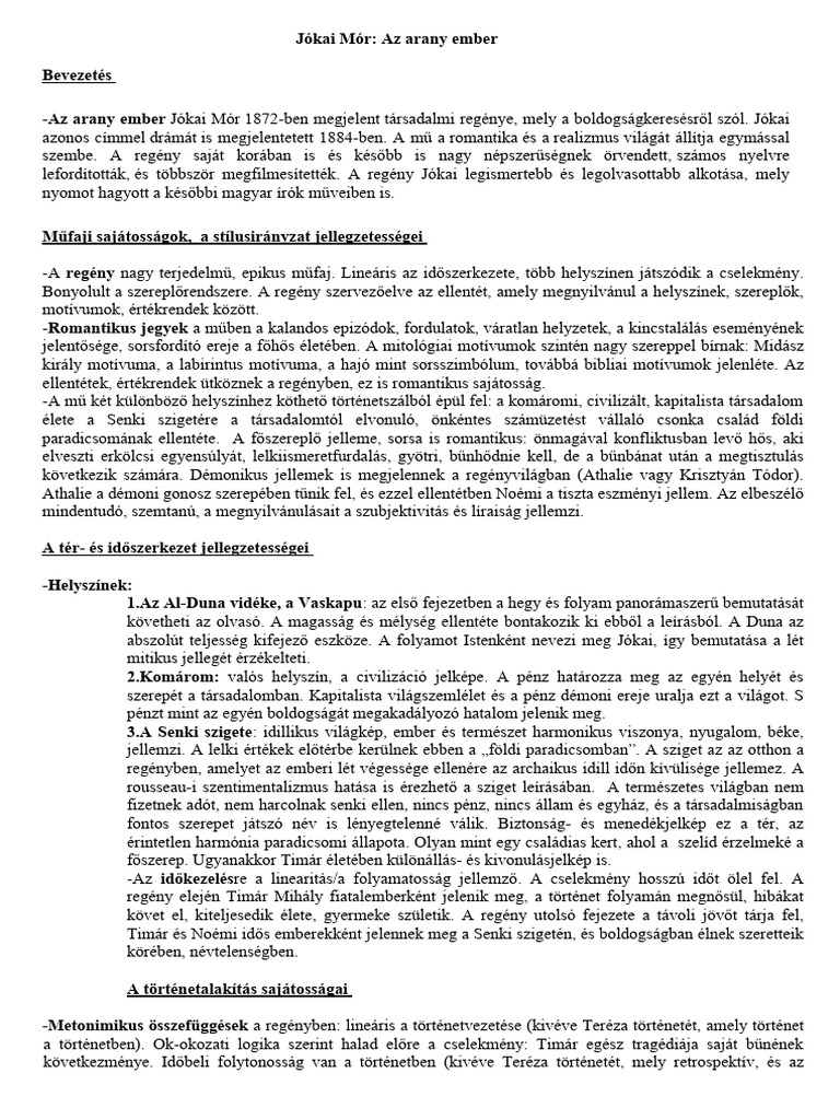 Jókai Mór Az Arany Ember | PDF