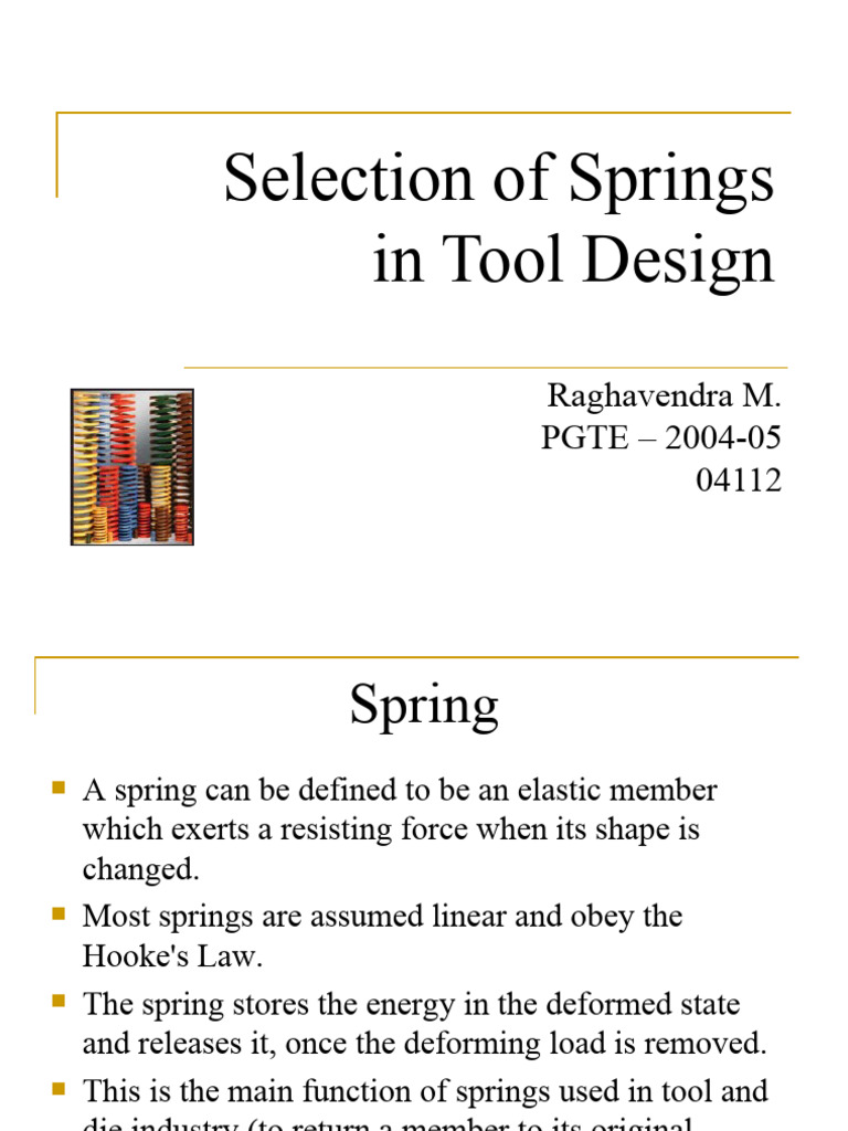 Spring Selection in Tool Design Guide | PDF