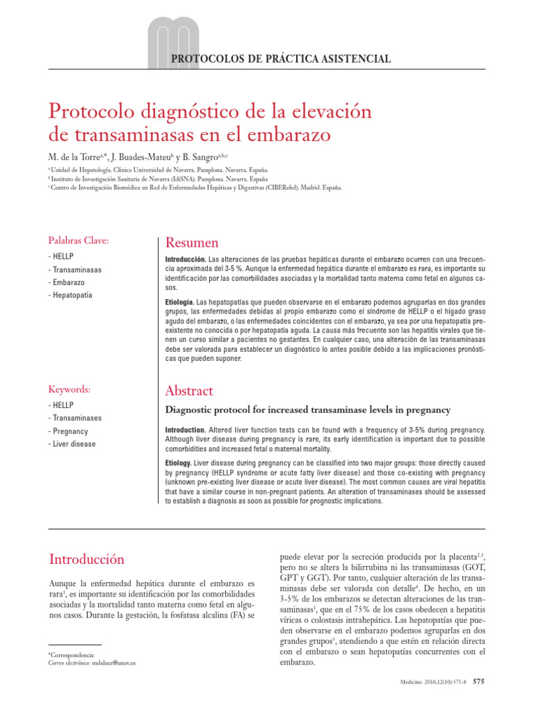 5.protocolo Diagnóstico de La Elevación de Transaminasas en El Embarazo | PDF