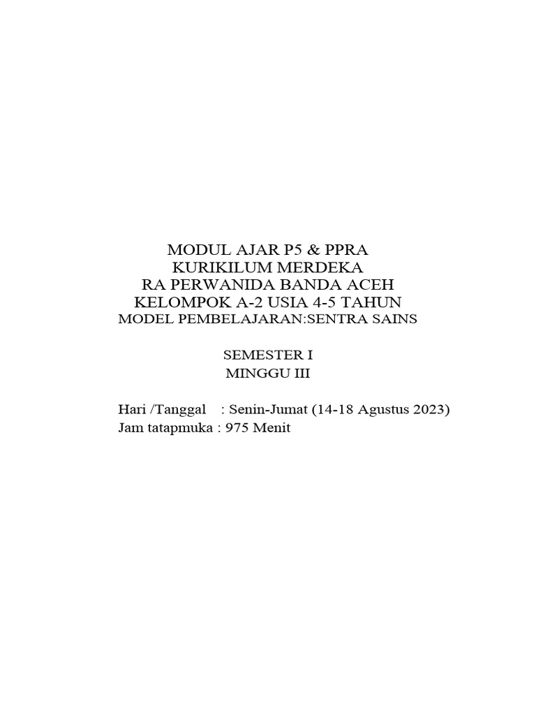 Modul - Ajar - KELOMPOK A-2 Minggu 3 P5 & PPRA | PDF