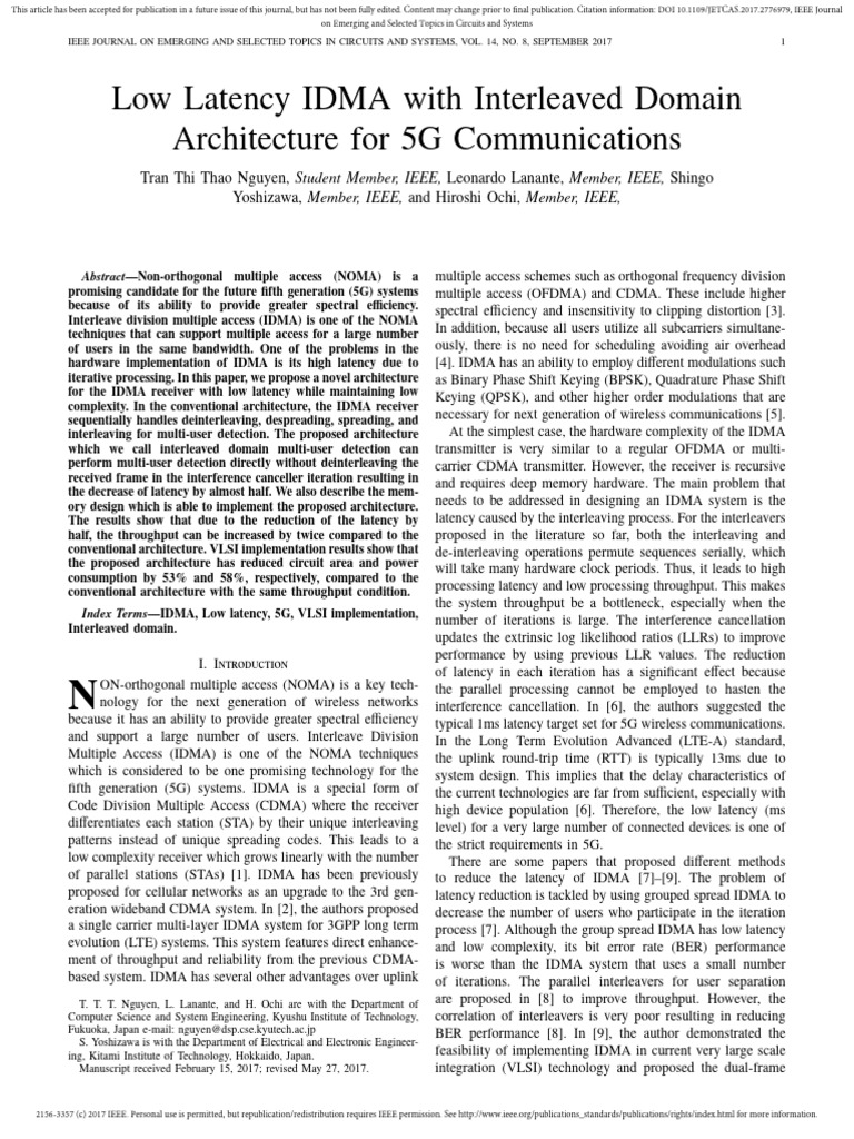 Low Latency IDMA With Interleaved Domain Architecture For 5G Communications | PDF | Lte Advanced ...