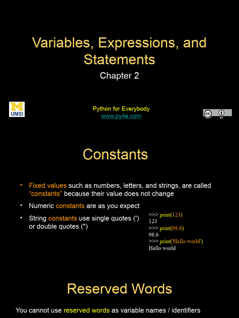 Pythonlearn 02 Expressions | PDF