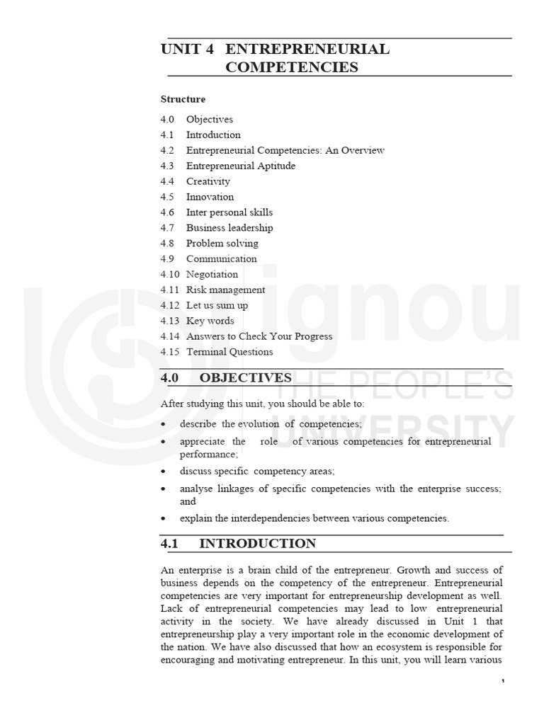 Entrepreneursial Competencies Unit-4 | PDF
