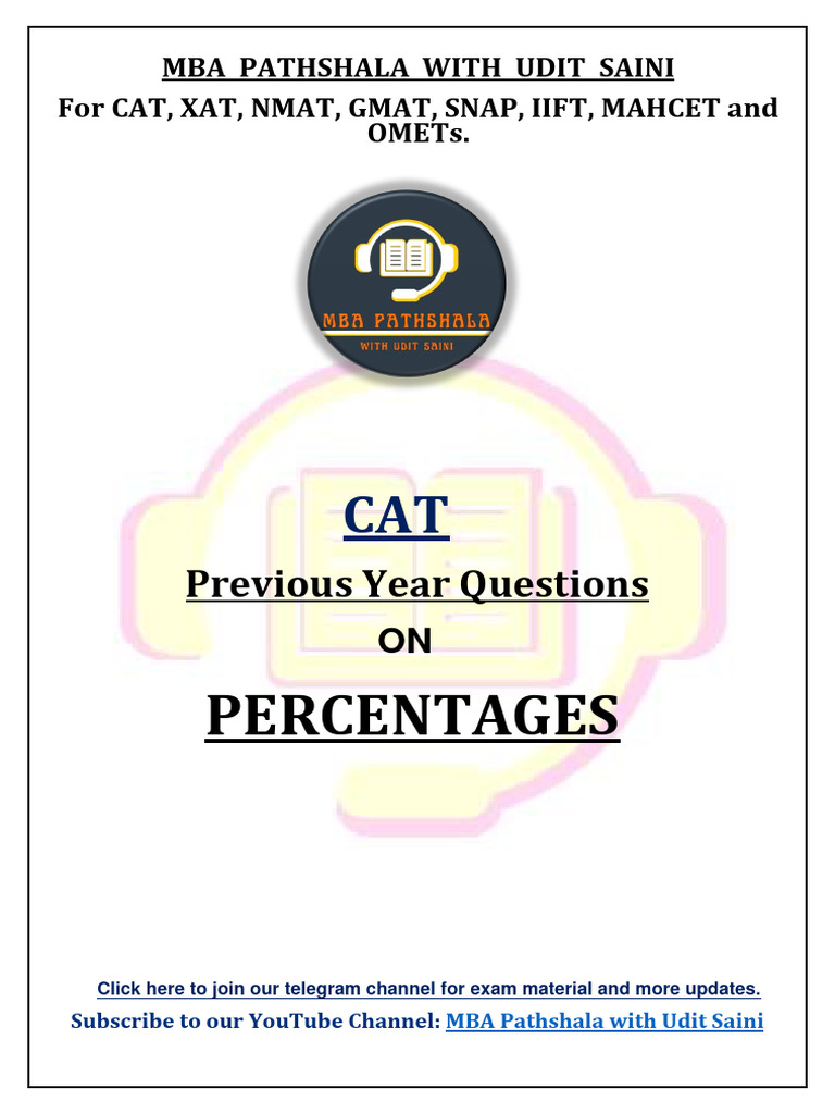 CAT Percentage Questions Compilation | PDF