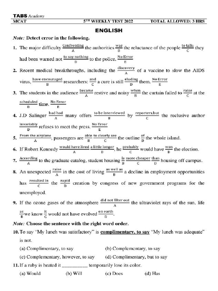 5TH Weekly Mcat | PDF