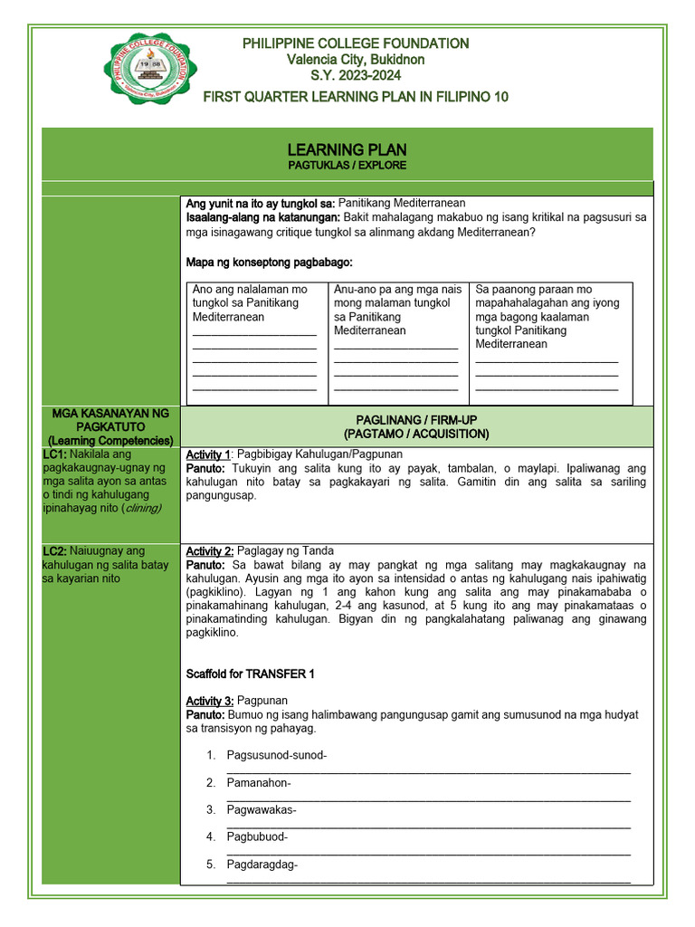 Grade 10-Fil-Lp | PDF